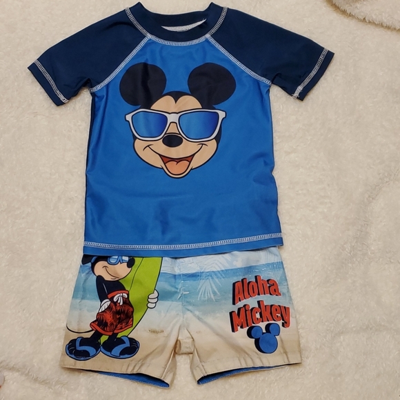 Disney | Swim | Cutest Mickey Swimsuit And Rash Guard Swim Shirt | Poshmark